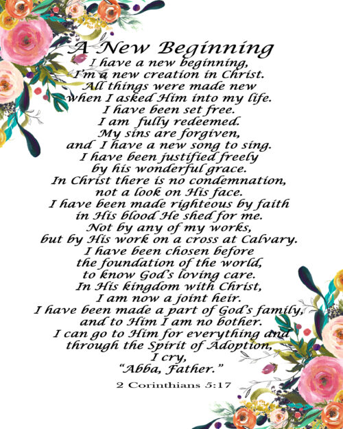 A New Beginning – Christian Poem Floral Wall Art Print And Matching ...