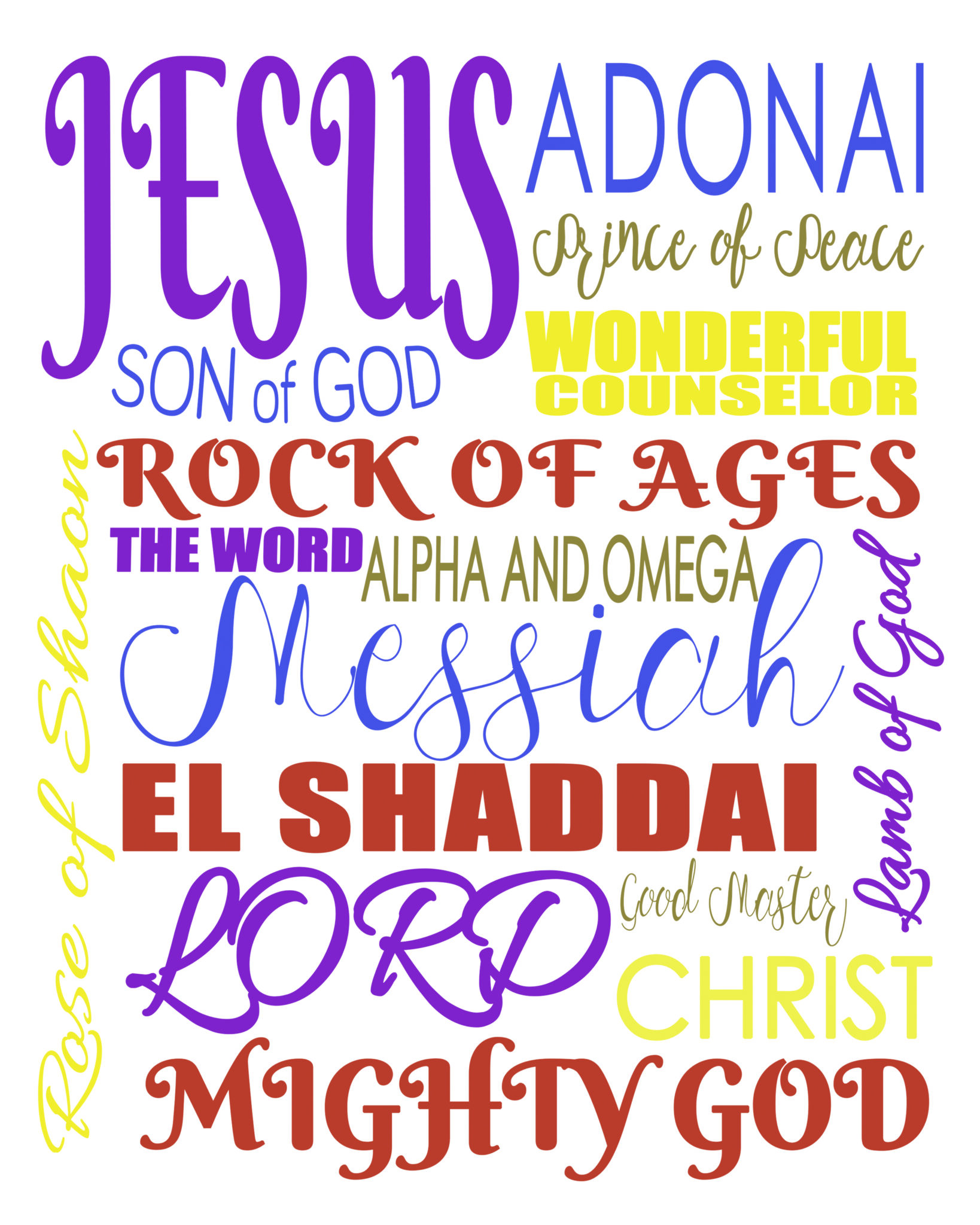 The Names Of Jesus, Two FREE Typography Christian Art Prints – Free ...