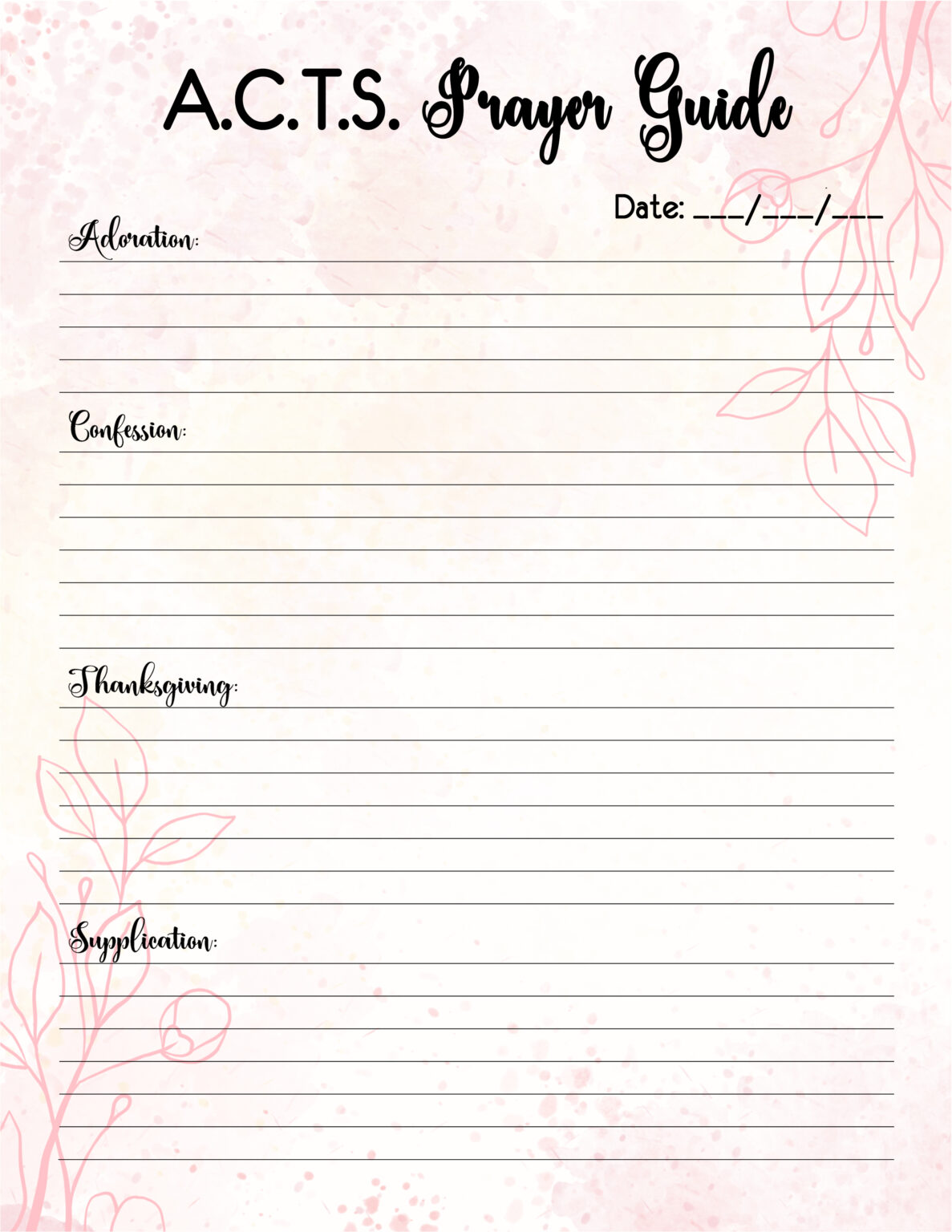 ACTS Prayer Method – Free Printable – Free Printables: Christian ~ Inspirational ~Motivational